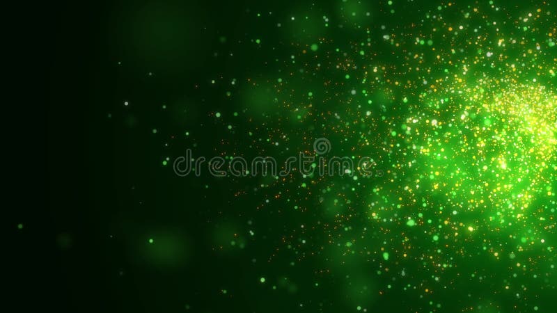 Abstract Green Background. a Bright Explosion of Small Glowing ...