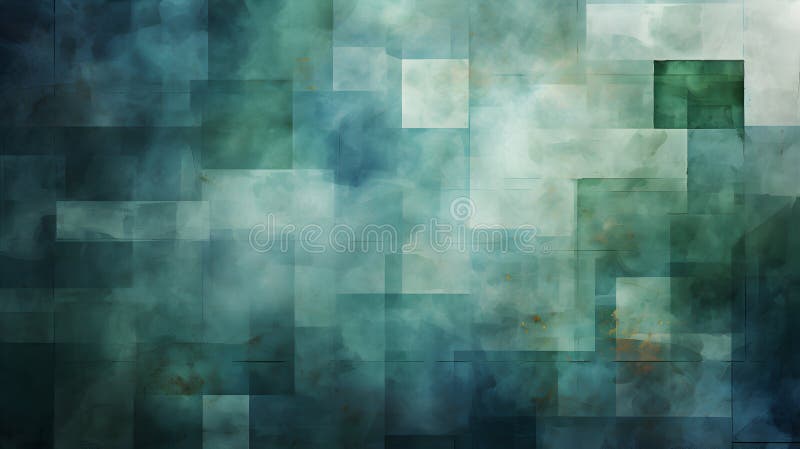 Abstract Green Background, Squares in Striped Pattern and Blocks in ...