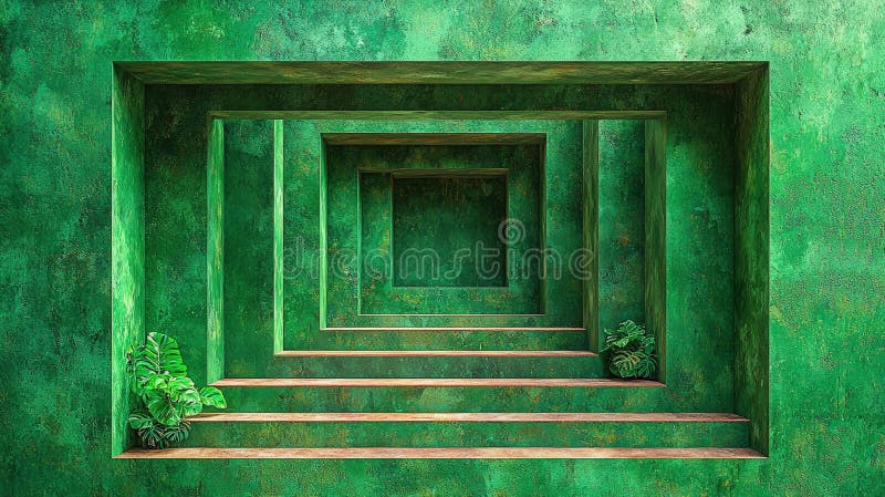 Abstract Green Background with Layers and Plants in Creating Depth ...