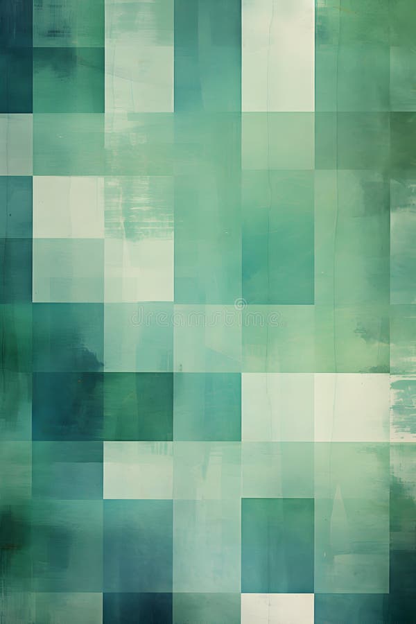 Abstract Green Background, Squares in Striped Pattern and Blocks in ...