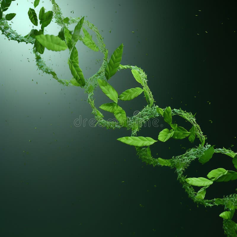 Abstract Green Background with Wave. DNA Made Out of Green Leaves Stock ...