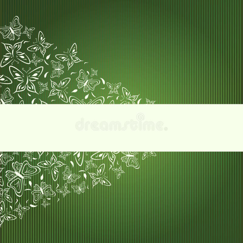 Abstract Green Banner with Butterflies Stock Vector - Illustration of ...