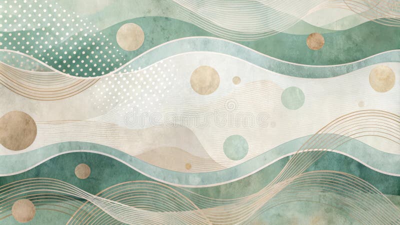 Abstract Green and Beige Watercolor Wave Pattern Design. Generative AI ...