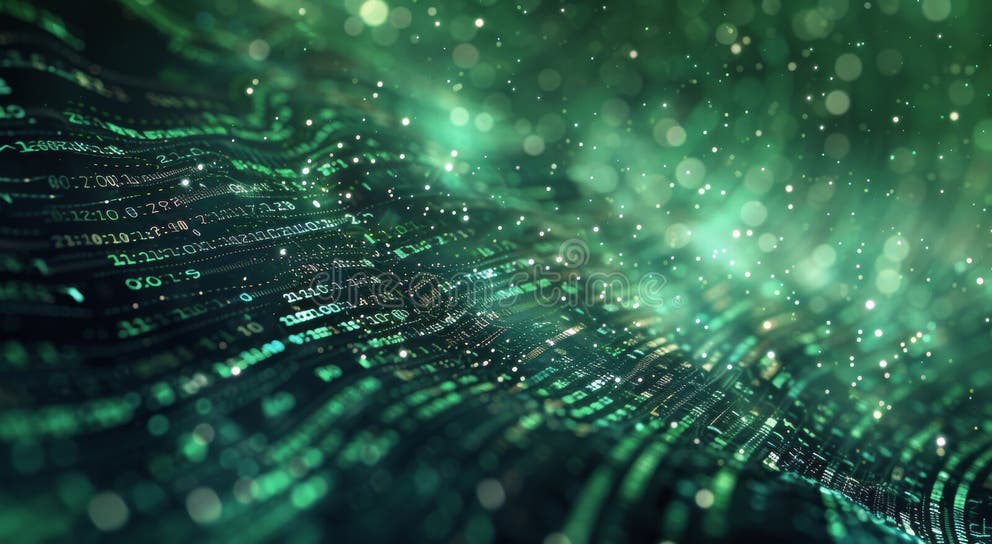 Abstract Green Binary Code Data Flow Pattern Stock Photo - Image of ...