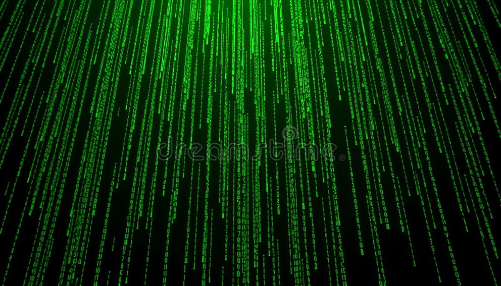 Abstract Green Binary Code Matrix Style Raining Down Effect Background. Stock Photo, Generative ...