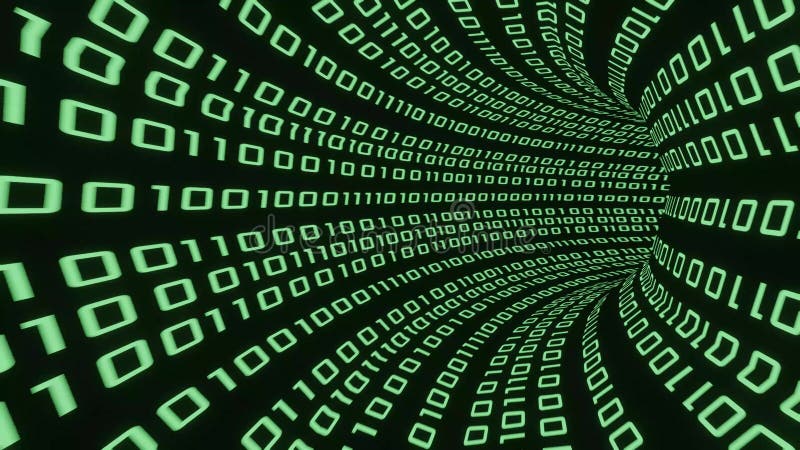 Abstract Green Binary Tunnel. 3D Rendered Looping Animation Stock Footage - Video of digital ...