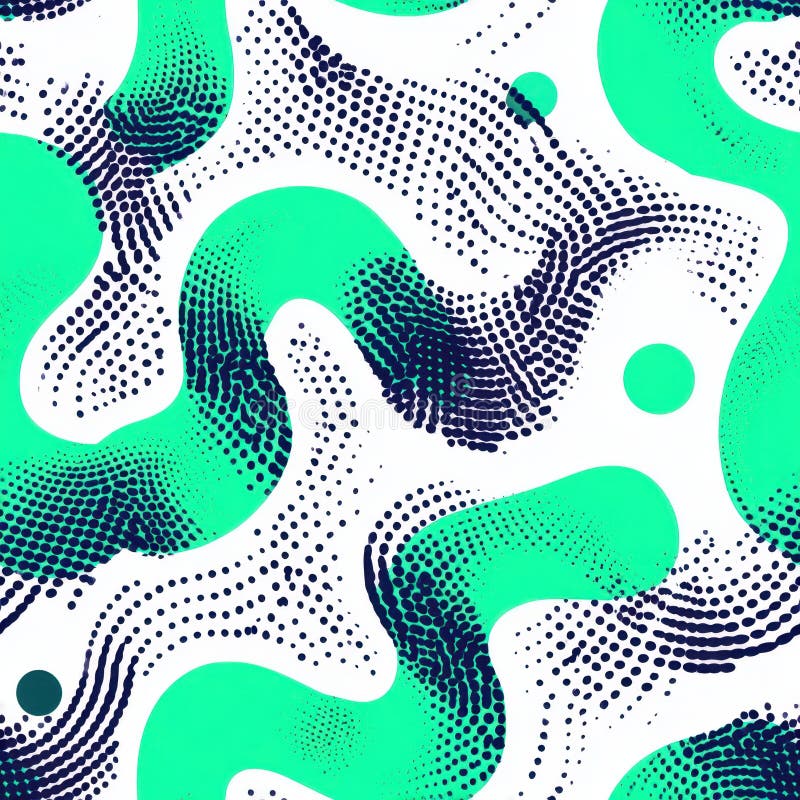 Abstract Green and Black Halftone Pattern with Organic Shapes and Dots ...