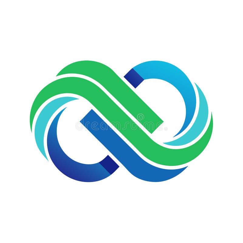 Abstract Green and Blue Infinity Loop Symbol for Company Branding and ...