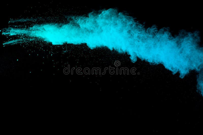 Explosion of Green Blue Color Powder on White Background. Stock Image ...