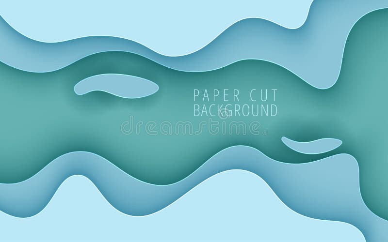 Abstract Green Blue Soft Liquid Color Papercut Wavy Layers Background ...
