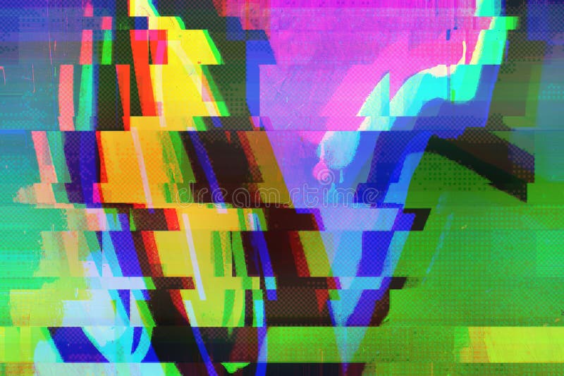 Abstract Green, Blue, Yellow Motion Glitch Art Background 8 Bit Pixel ...
