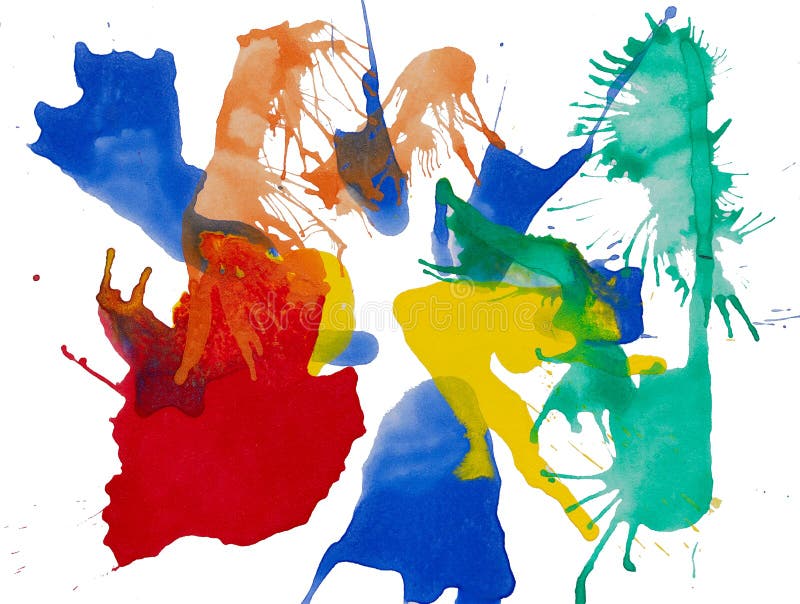 Abstract Green Blue Yellow Red Orange Watercolor Splash on Background ...