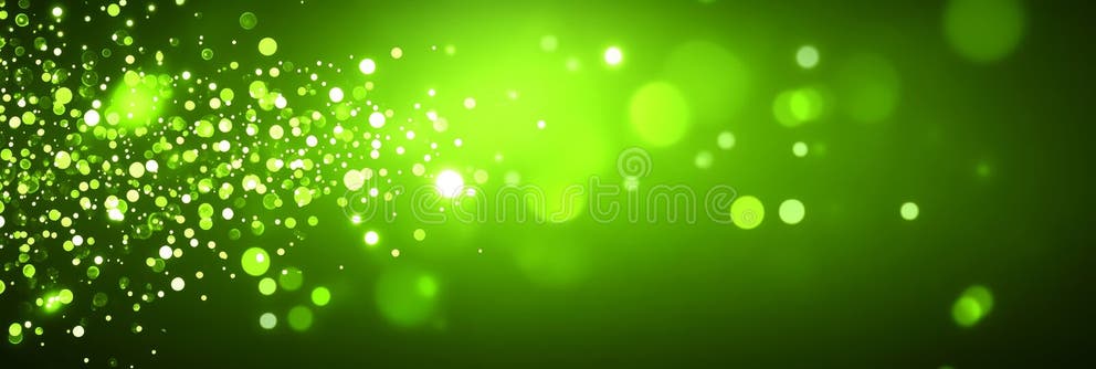 Abstract Green Bokeh Background. Digital Binary Data on Computer Screen with Light, Star, and ...