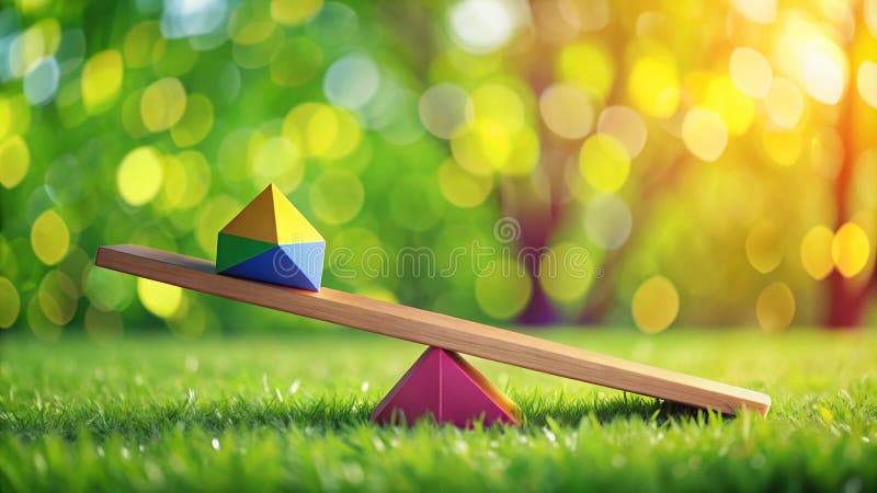 Abstract Green Bokeh Background Featuring a Tilted Geometric Seesaw ...