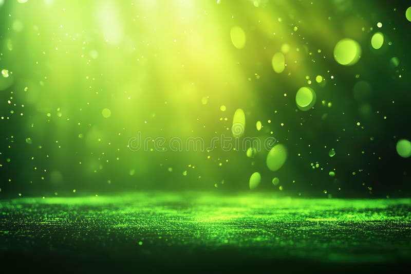 Abstract Green Bokeh Lights Background with Sparkling Particles and ...