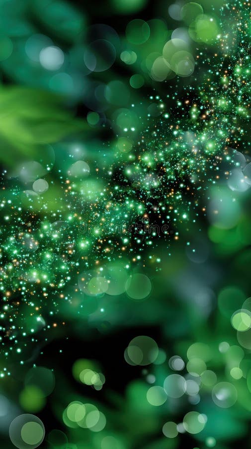 Abstract Green Bokeh Lights and Sparkling Glitter Creating a Magical ...