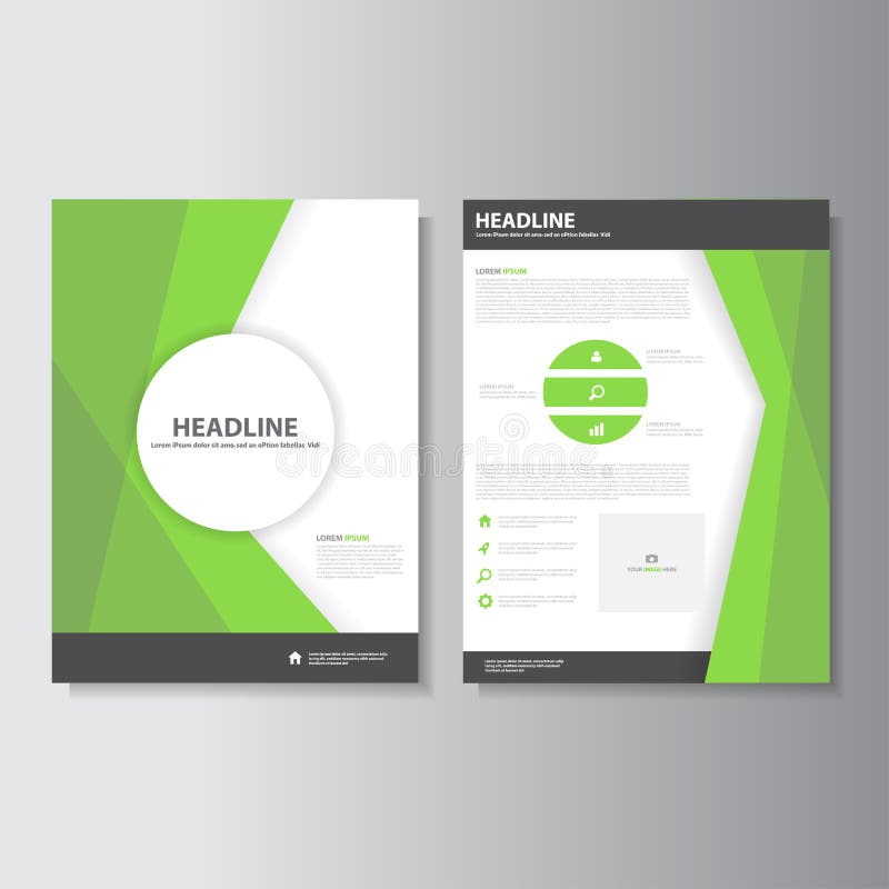 Abstract Green Brochure Flyer Leaflet Template Flat Design Set for ...