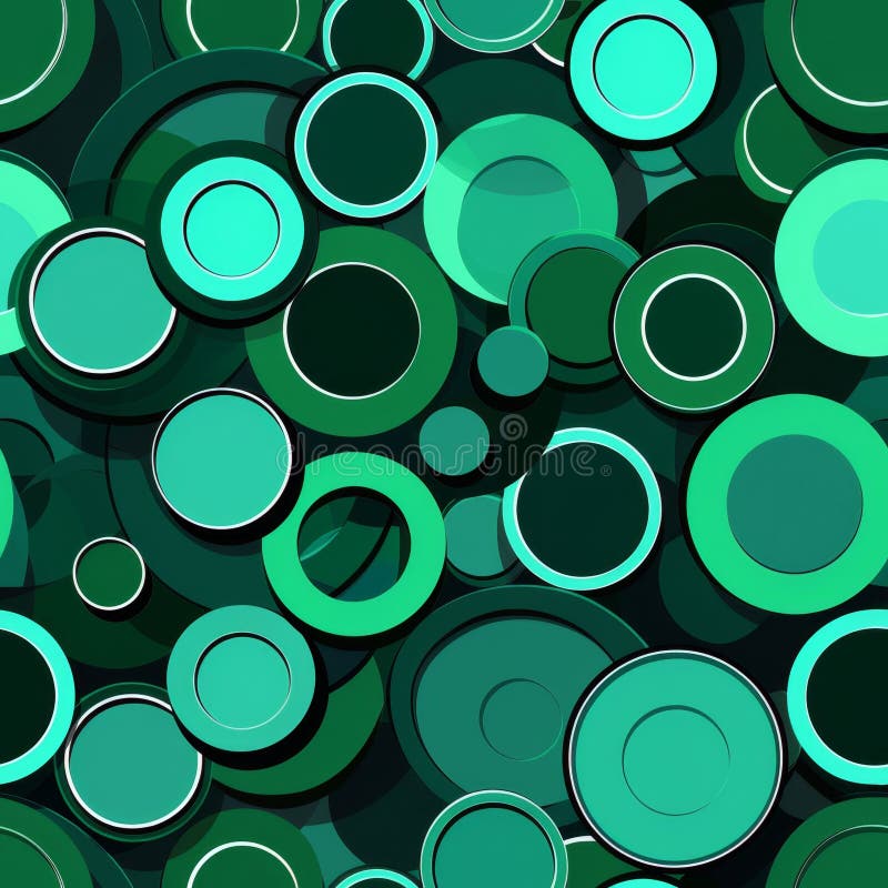 Abstract Green Circles and Rings Pattern Background Stock Image - Image ...