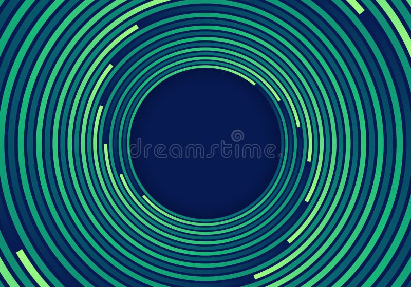 Abstract Green Circles Spiral Vortex Lines Pattern on Blue Background ...