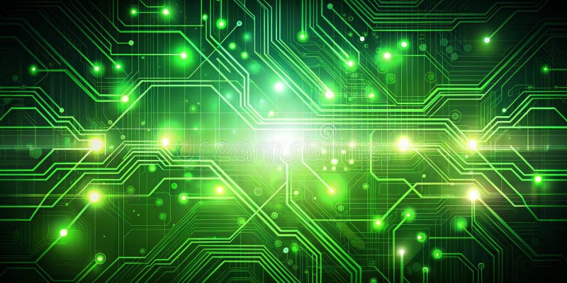 Abstract Green Circuit Board with Glowing Lights - Digital Technology ...