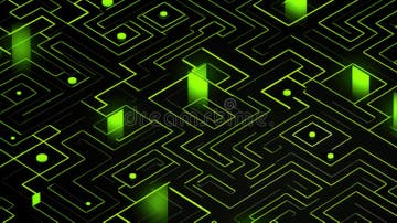 Abstract Green Circuit Board Pattern with Glowing Elements Stock Photo ...