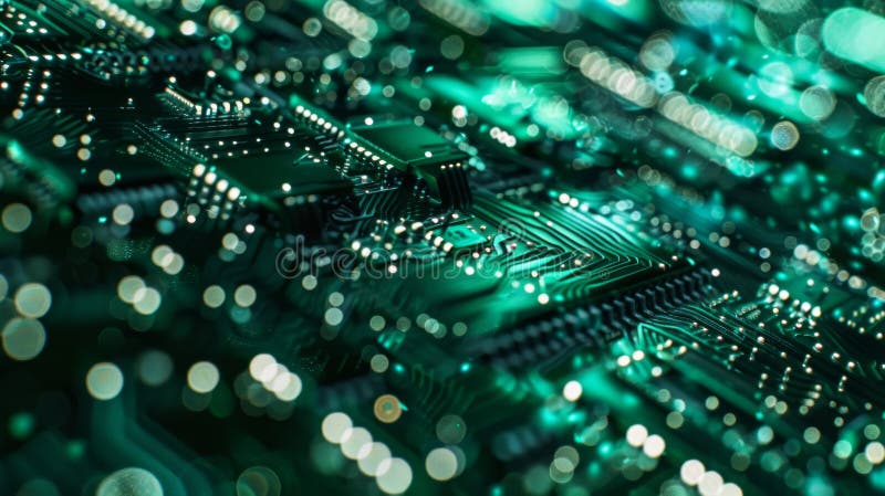 Abstract Green Circuit Board, Technology Background, Microchip Design ...