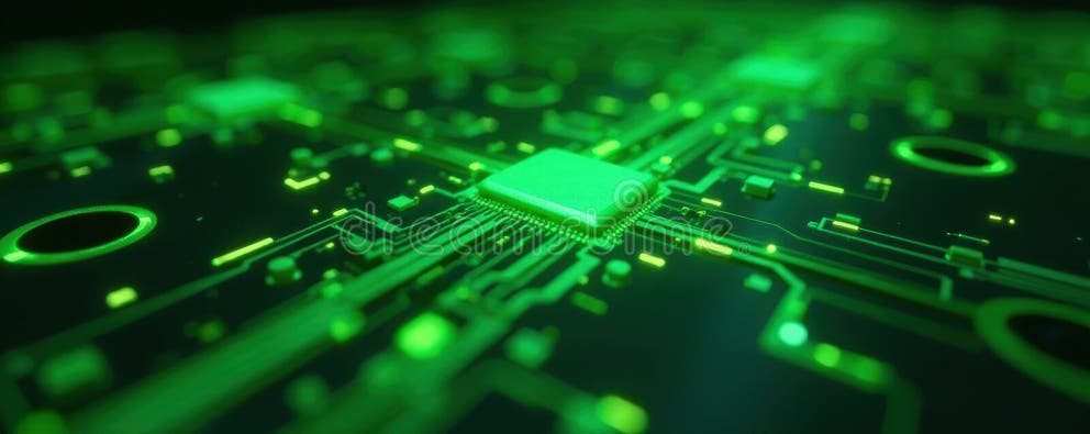 Abstract Green Circuit Board Texture, Glowing Nodes , Abstract Texture ...