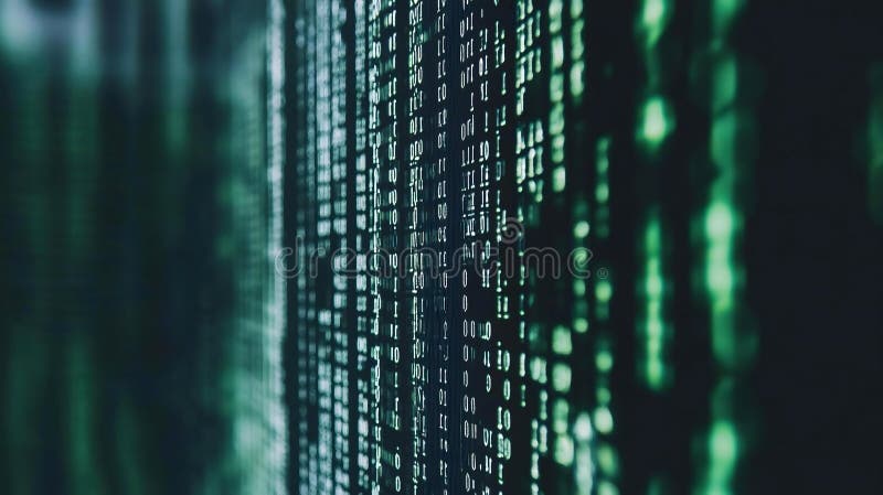 Abstract Green Code Matrix: Digital Data Stream Stock Illustration - Illustration of programming ...