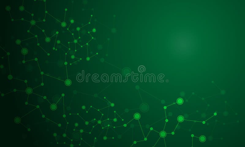 Abstract Green Connecting Dots and Lines Connection Science with Blank ...