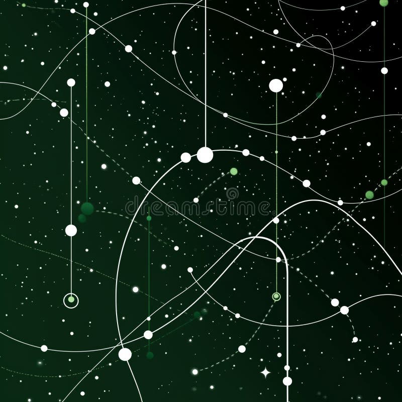 Abstract Green Cosmic Network with White Lines and Dots in Space Stock ...