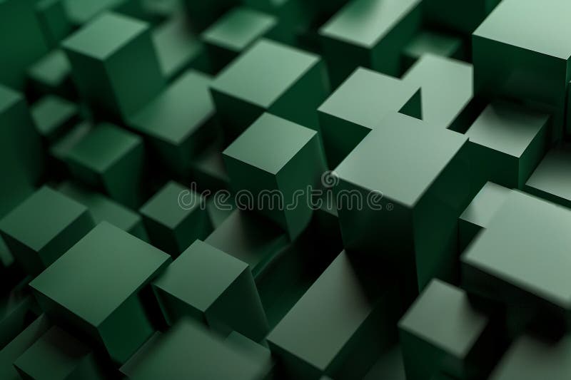 Abstract Green Cubes 3D Rendering Modern Geometric Background Design ...