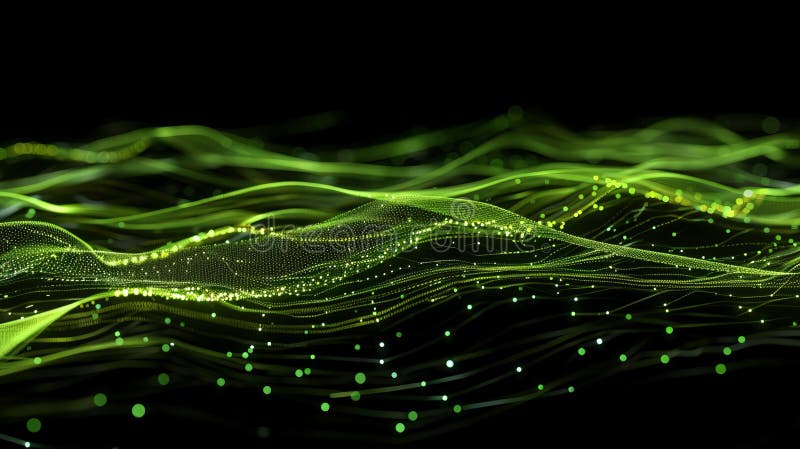 Abstract Green Data Stream: Technology Background, Digital Network ...