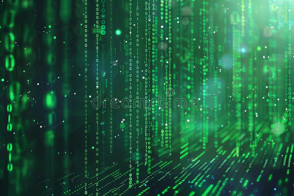 Abstract Green Digital Background with Binary Code Illustration, Dark Green Background Stock ...