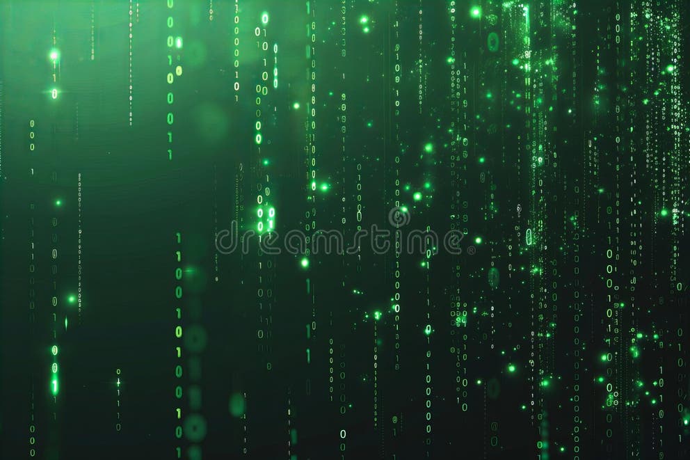 Abstract Green Digital Background with Binary Code Illustration, Dark Green Background Stock ...