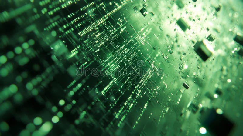 Abstract Green Digital Circuit Board Data Flow Stock Illustration ...