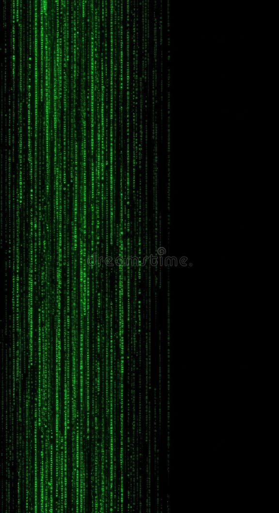 Abstract Green Digital Code Stream Background Stock Illustration ...
