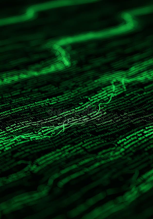 Abstract Green Digital Data Flow Background Stock Illustration ...