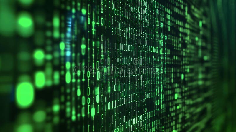 Abstract Green Digital Data Stream Stock Illustration - Illustration of software, binary: 391597553