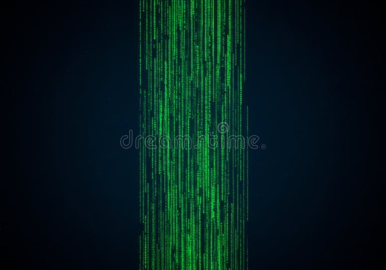 Abstract Green Digital Data Stream Falling on Dark Background Stock ...
