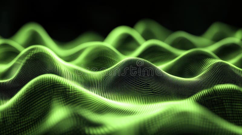 Abstract Green Digital Wave Landscape Background Stock Image - Image of ...