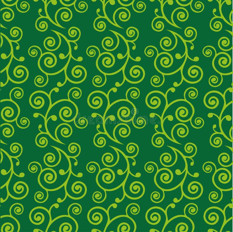 Abstract Green Doodle Curve Seamless Pattern Stock Vector ...