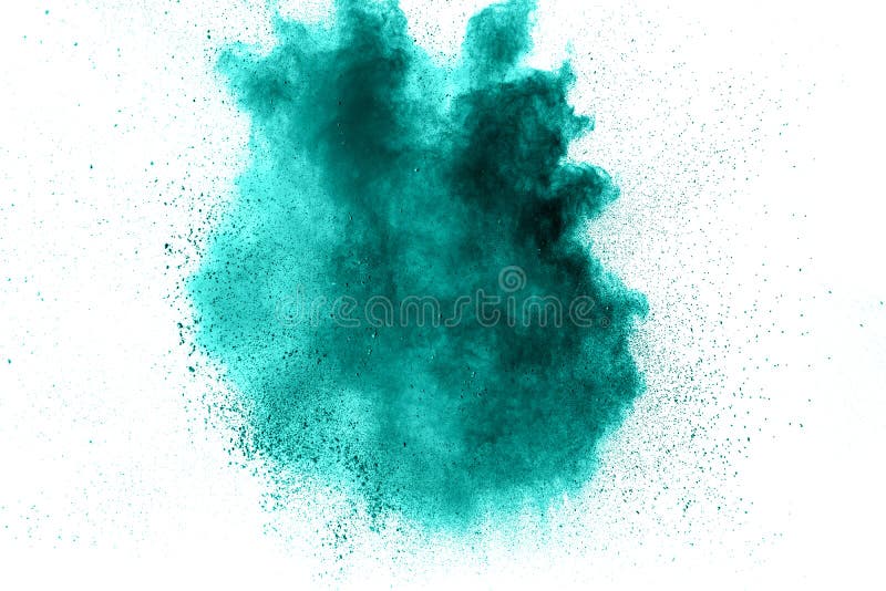 Abstract Green Dust Explosion on White Background. Stock Image - Image ...