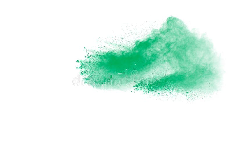 Abstract Green Dust Explosion on White Background. Stock Image - Image ...