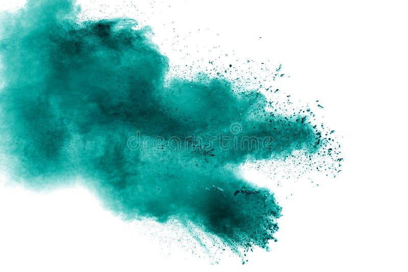 Abstract Green Dust Explosion on White Background. Stock Image - Image ...