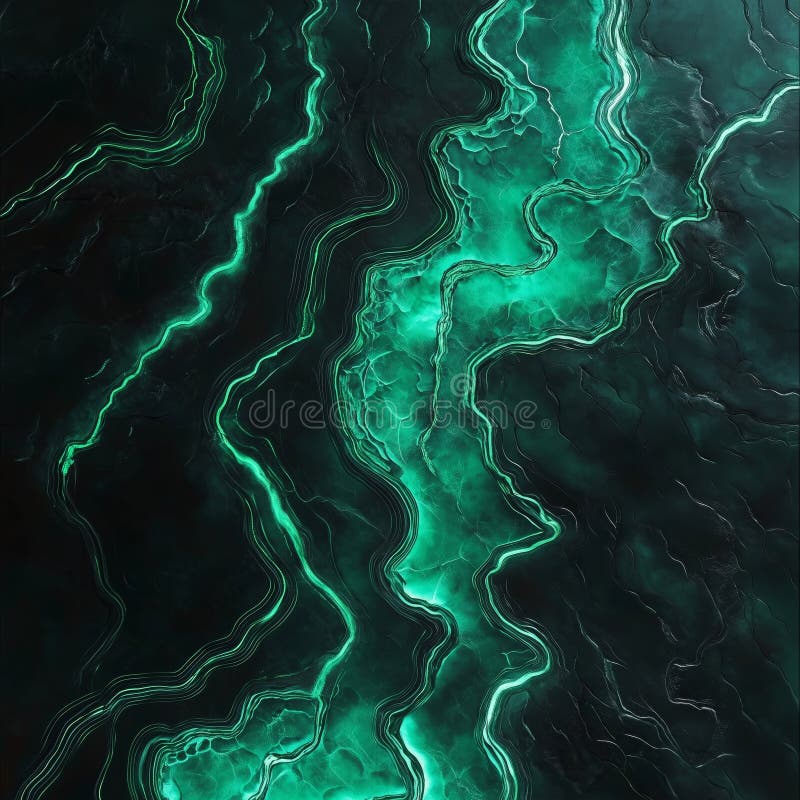 Abstract Green Electric Waves Dark Surface Glowing Patterns Stock ...