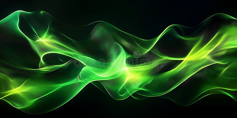 Abstract Green Energy Wave Background Stock Illustration - Illustration ...