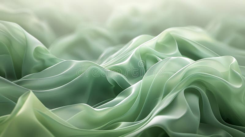 Abstract Green Fabric Wave Texture in Soft Light Background Stock Image ...