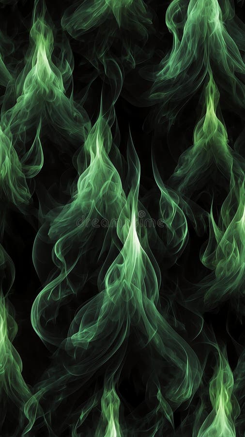 Abstract Green Fire Design in Black Ai Generated Stock Illustration ...
