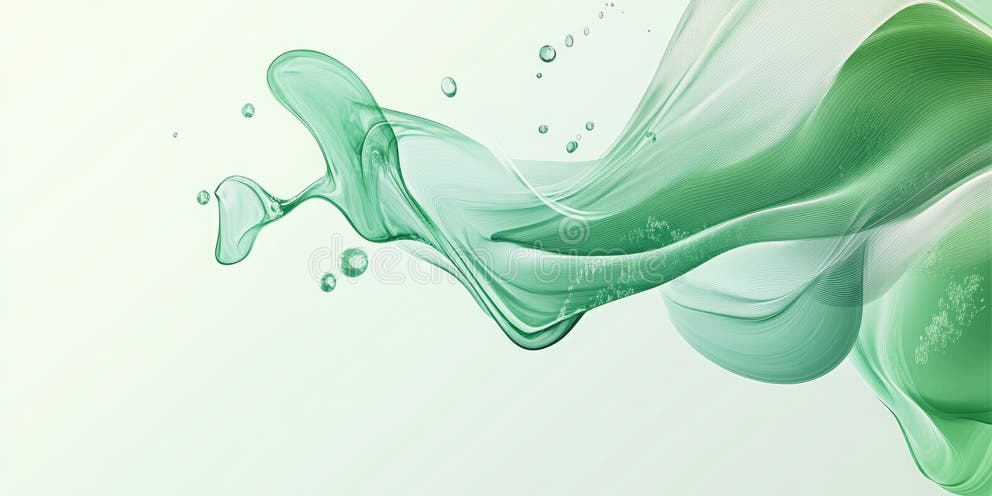 Abstract Green Fluid Background with Frame, Vector Green Fluid Design with Elegant Frame, Smooth ...