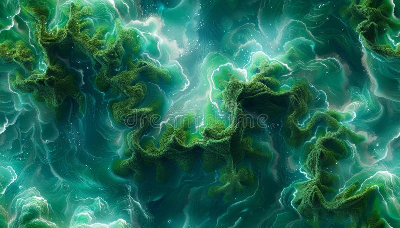 Abstract Green Fluid Pattern with Dynamic Swirls. Digital Art ...